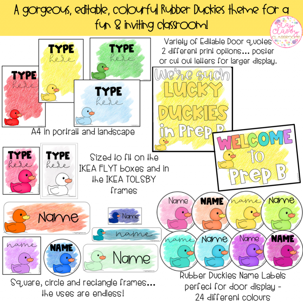 RAINBOW RUBBER DUCKIES Classroom Labels | Editable Name Tags, Labels ...