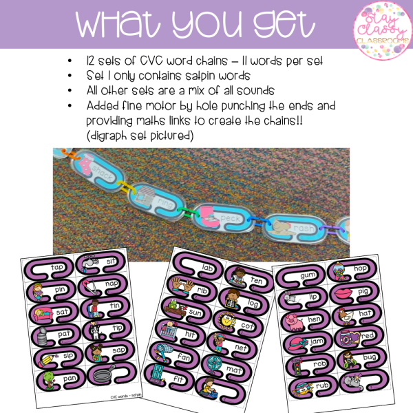 CVC Word Chains - Phonics Activity - Stay Classy Classrooms