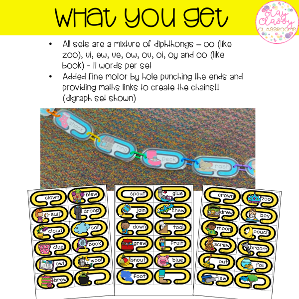 Other Vowel/Diphthong Word Chains - Phonics Activity - Stay Classy ...