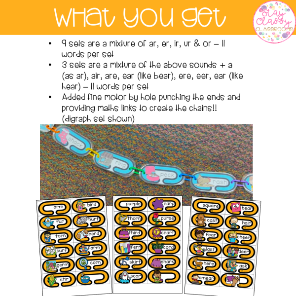 r controlled Vowel Word Chains - Phonics Activity - Stay Classy Classrooms