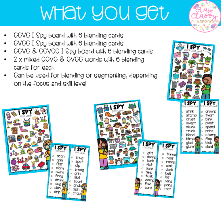 I Spy CCVC & CVCC Words - Phonics Activity - Stay Classy Classrooms