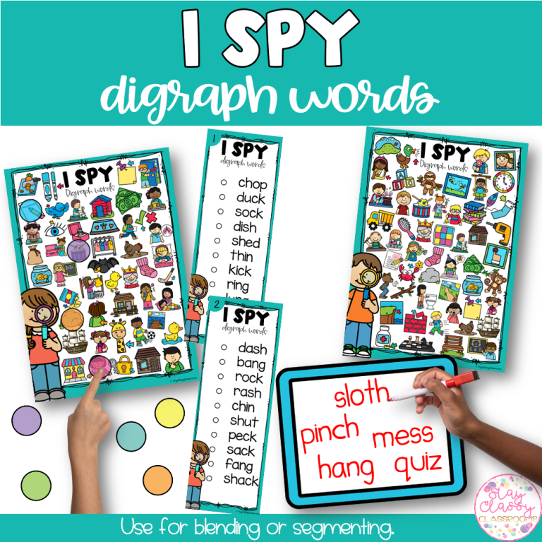 I Spy Consonant Digraph Words - Phonics Activity - Stay Classy Classrooms