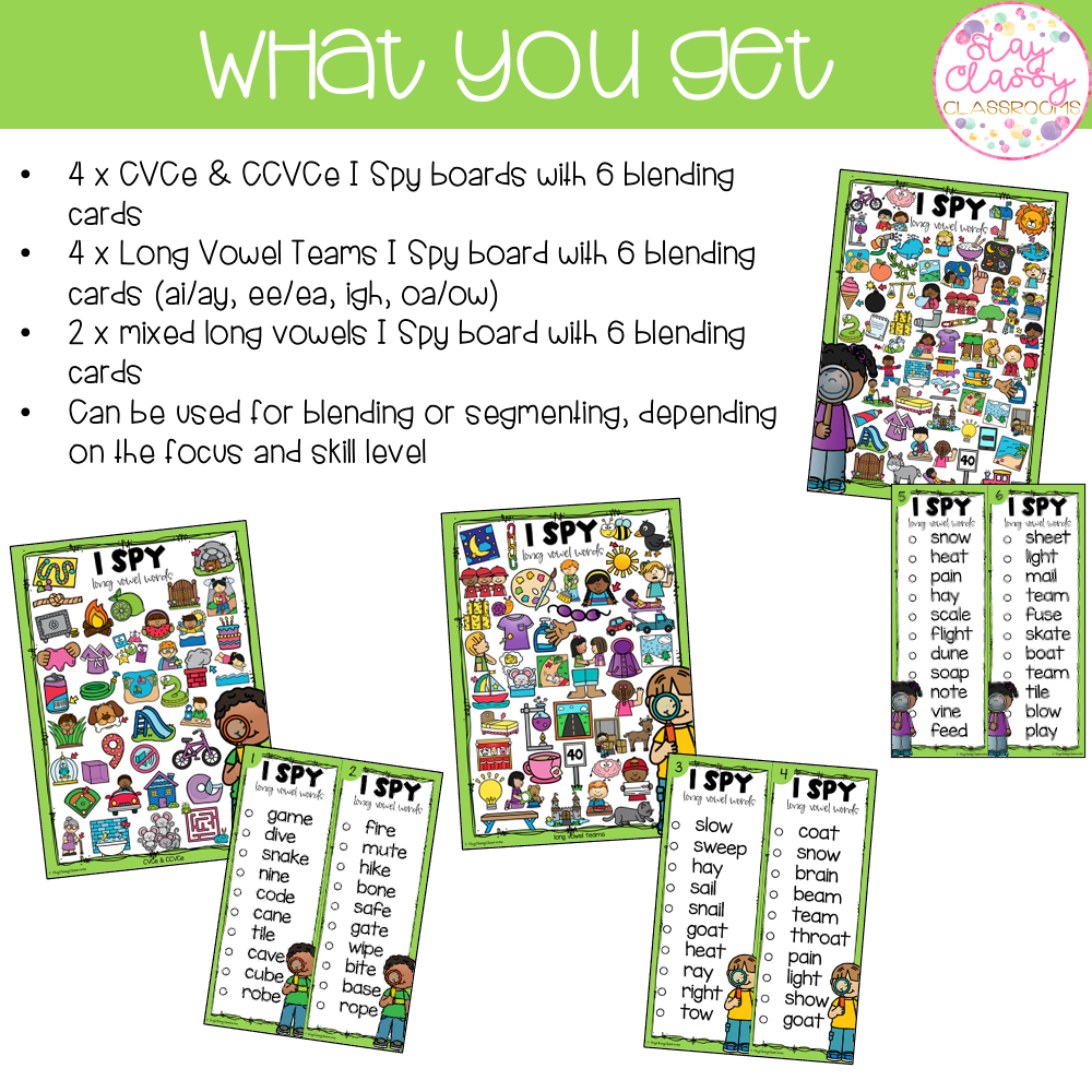 I Spy Long Vowel Words - Phonics Activity - Stay Classy Classrooms