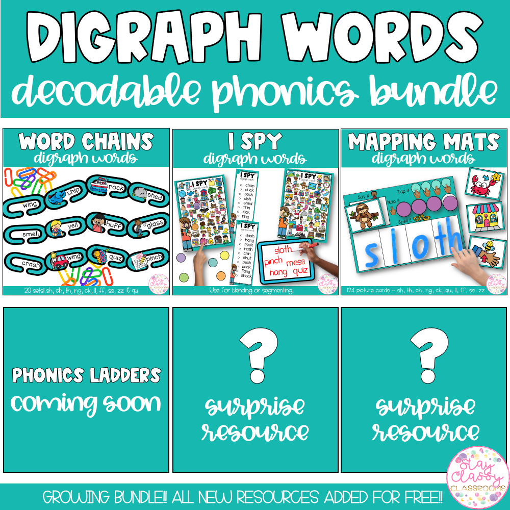 Consonant Digraph Word Chains - Phonics Activity - Stay Classy Classrooms