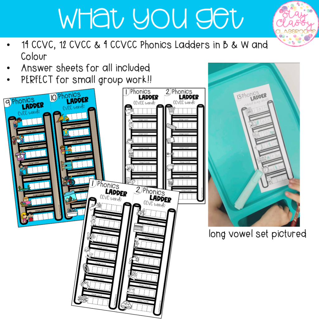 CCVC & CVCC Word Phonics Ladders - Stay Classy Classrooms