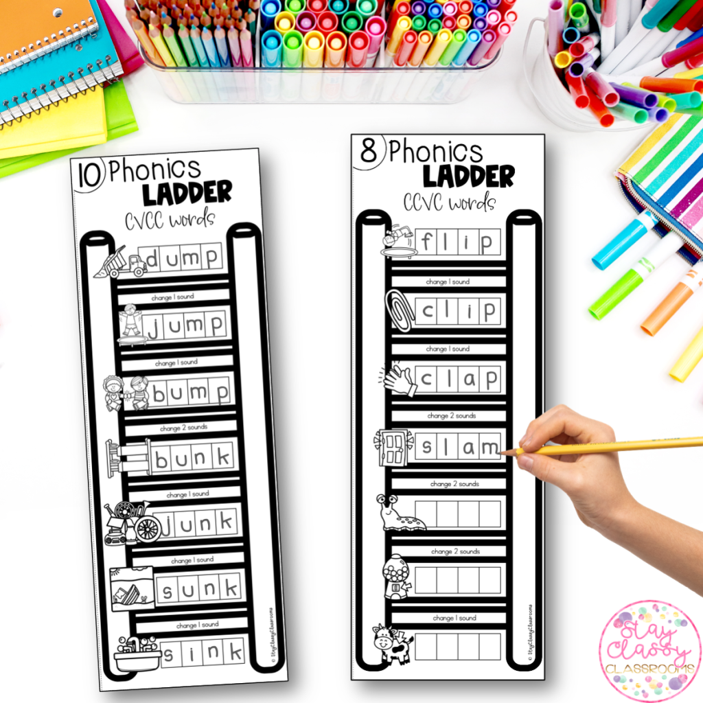 CCVC & CVCC Word Phonics Ladders - Stay Classy Classrooms