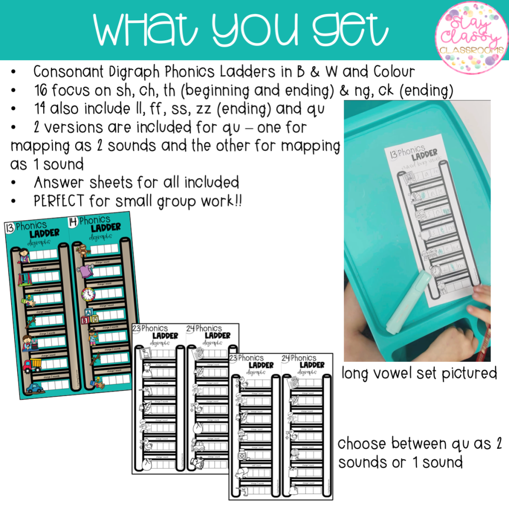 Consonant Digraphs Word Phonics Ladders - Stay Classy Classrooms
