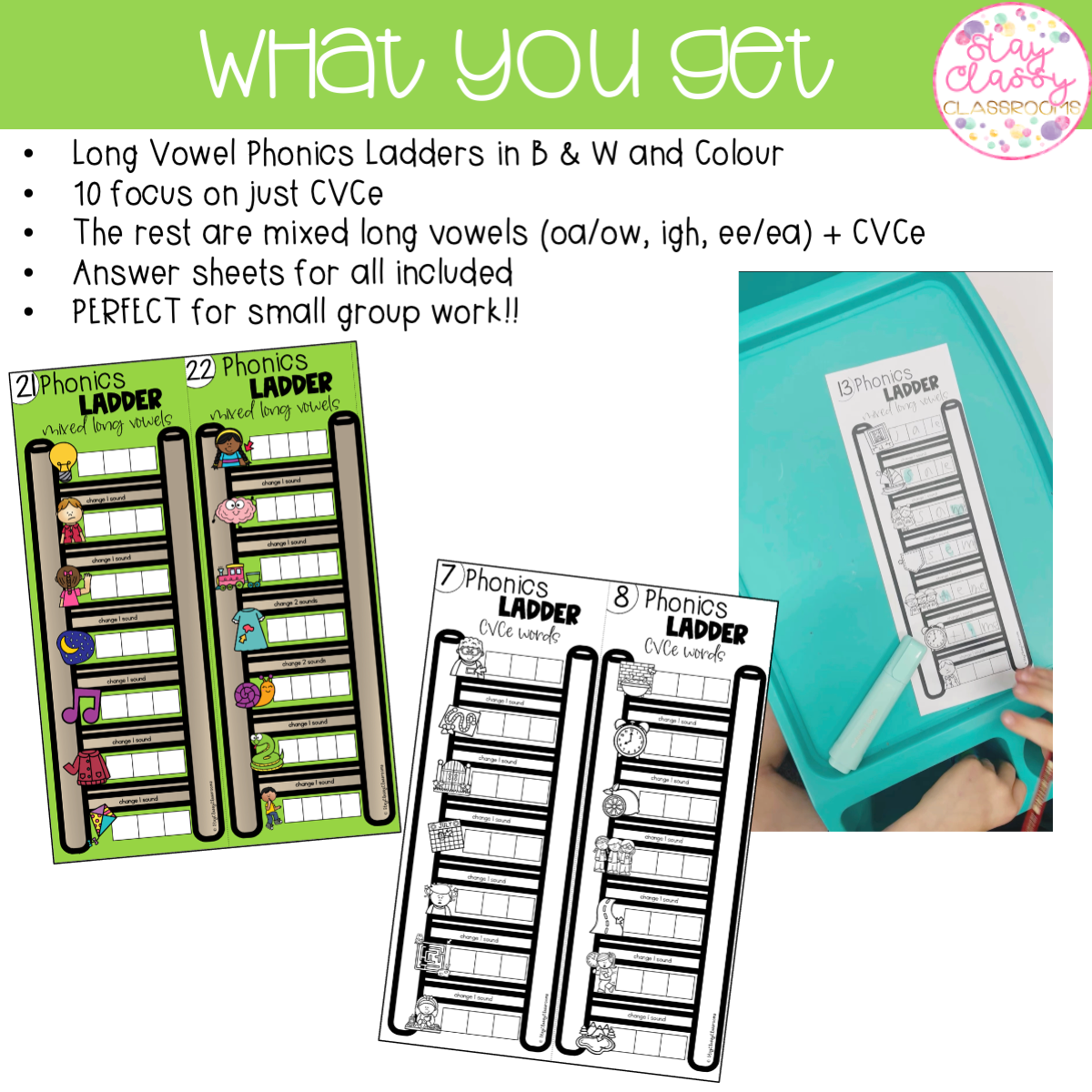 Long Vowel Phonics Ladders - Stay Classy Classrooms