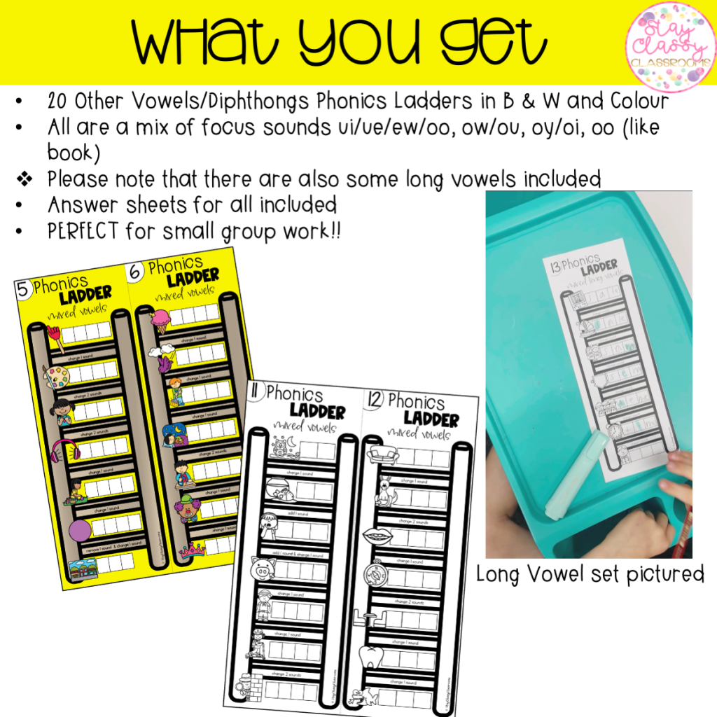 Other Vowels/Diphthongs Phonics Ladders - Stay Classy Classrooms