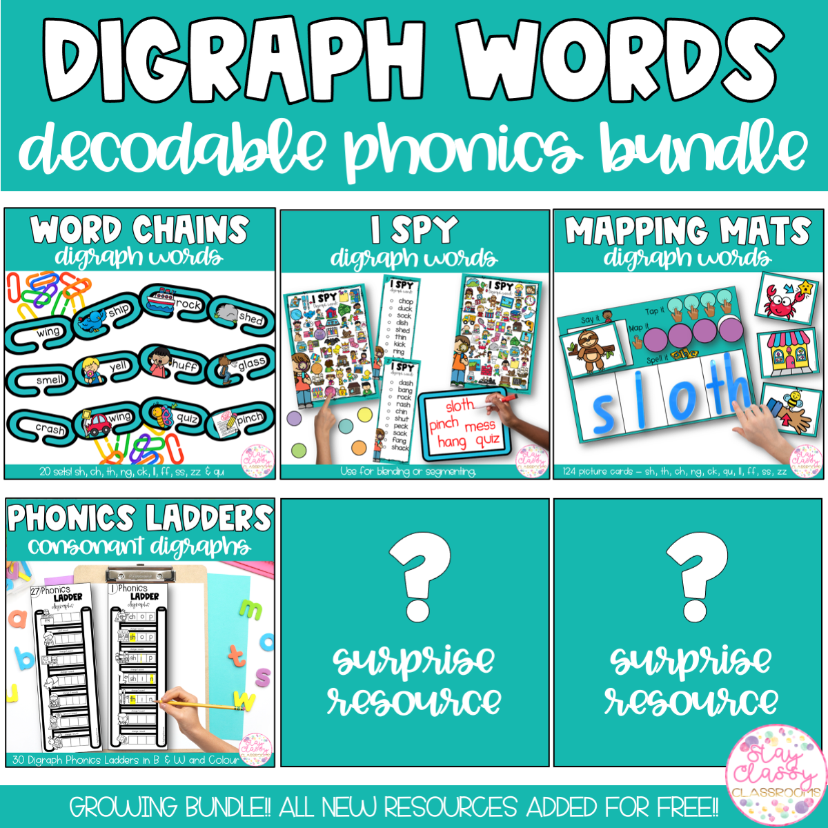 Consonant Digraphs Word Phonics Ladders - Stay Classy Classrooms