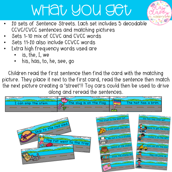 CCVC & CVCC Sentence Streets - Stay Classy Classrooms