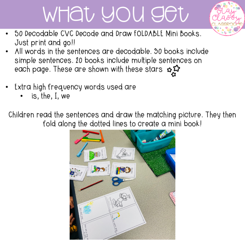CVC Decode and Draw Mini Books - Stay Classy Classrooms