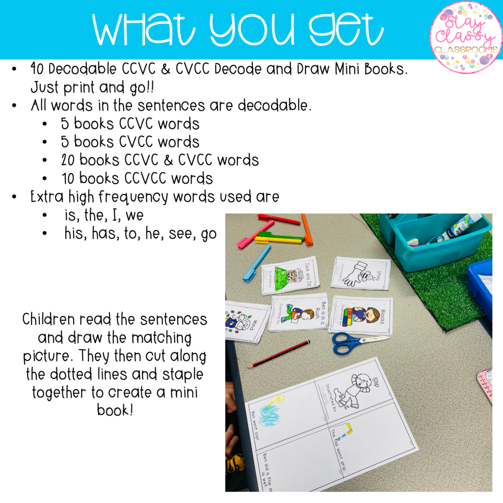 CCVC & CVCC Decode and Draw Mini Books - Stay Classy Classrooms