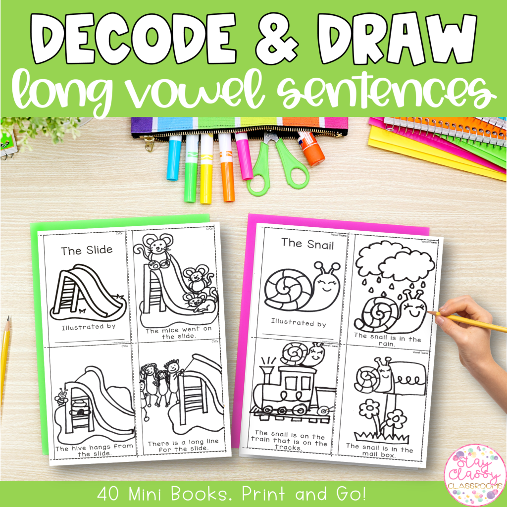 Long Vowel Decode and Draw Mini Books - Stay Classy Classrooms