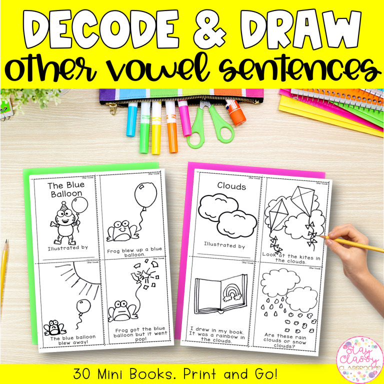 Other Vowels/Diphthongs Decode and Draw Mini Books - Stay Classy Classrooms