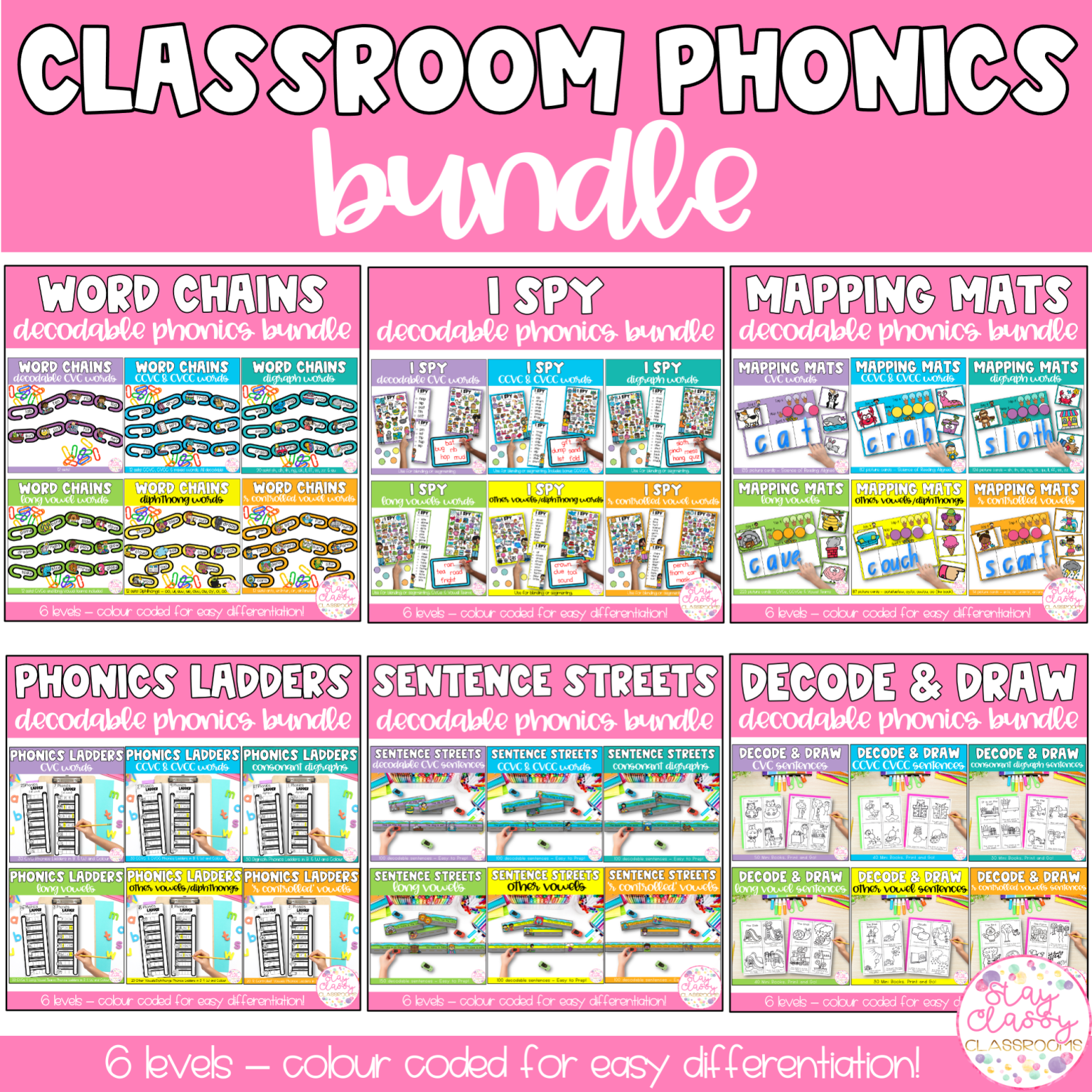 THE Classroom Decodable Phonics BUNDLE - Stay Classy Classrooms