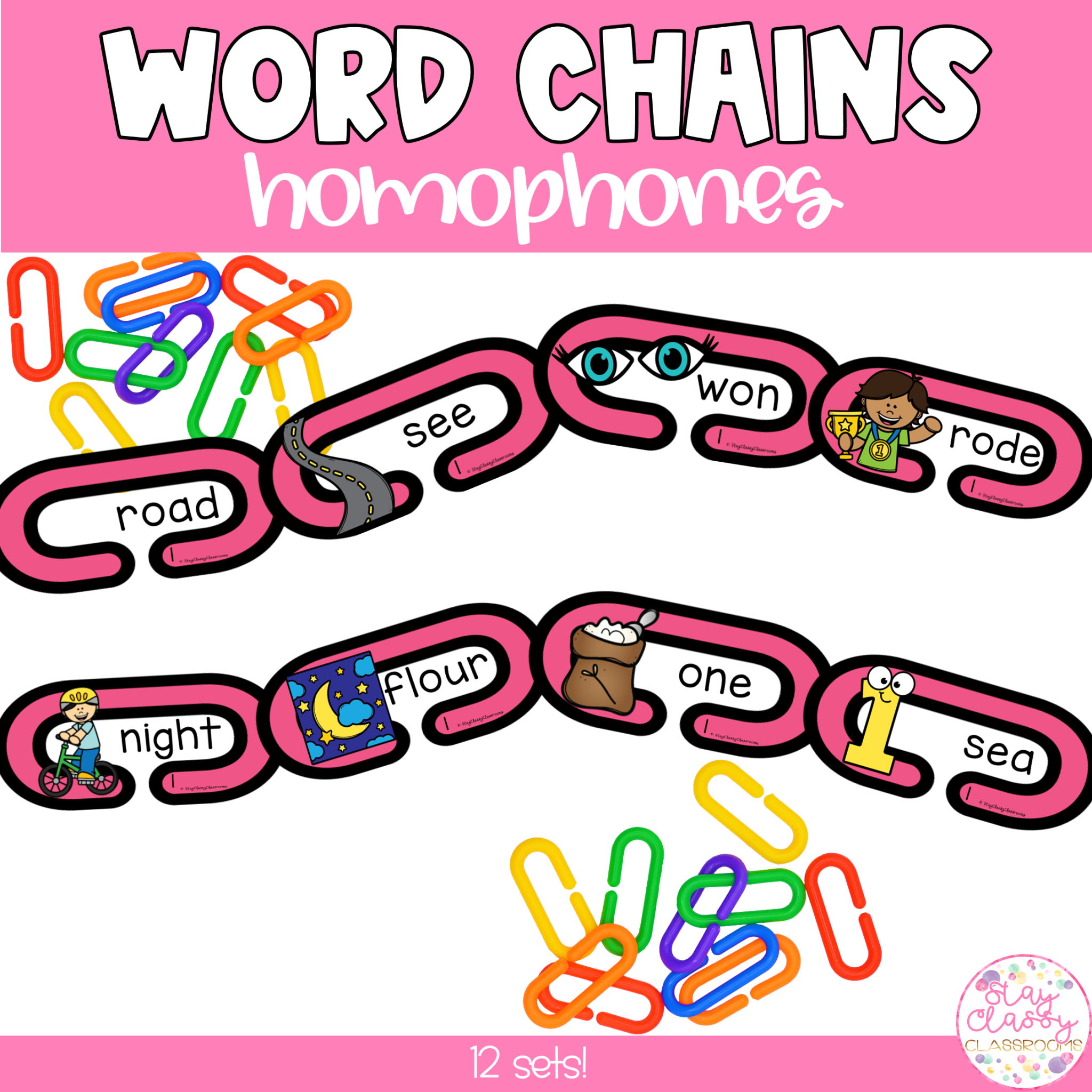 Homophones Word Chains - Phonics Activity - Stay Classy Classrooms