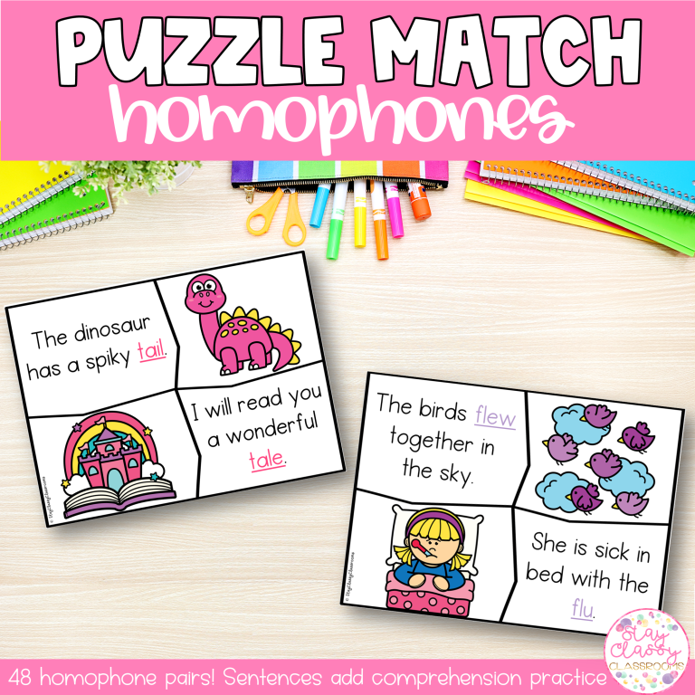 Homophones Puzzles - Stay Classy Classrooms