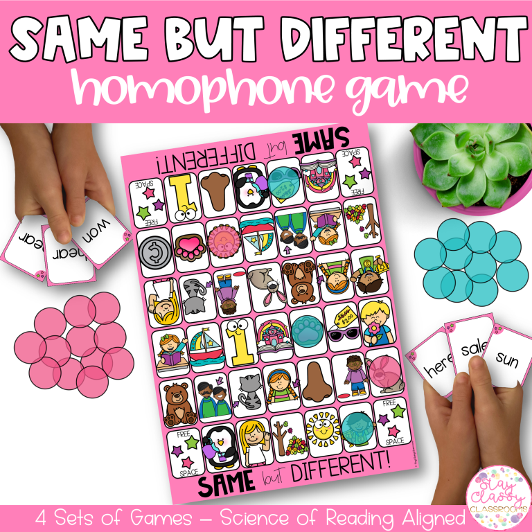 Homophones Same But Different Game - Stay Classy Classrooms