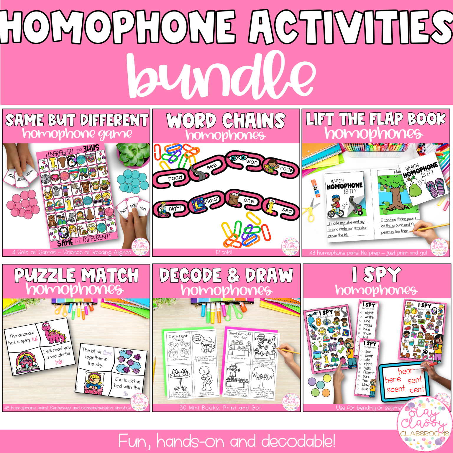 Homophone Activities BUNDLE - Stay Classy Classrooms