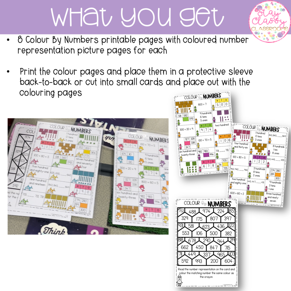 Colour by Numbers Printables | 3-Digit Numbers - Stay Classy Classrooms