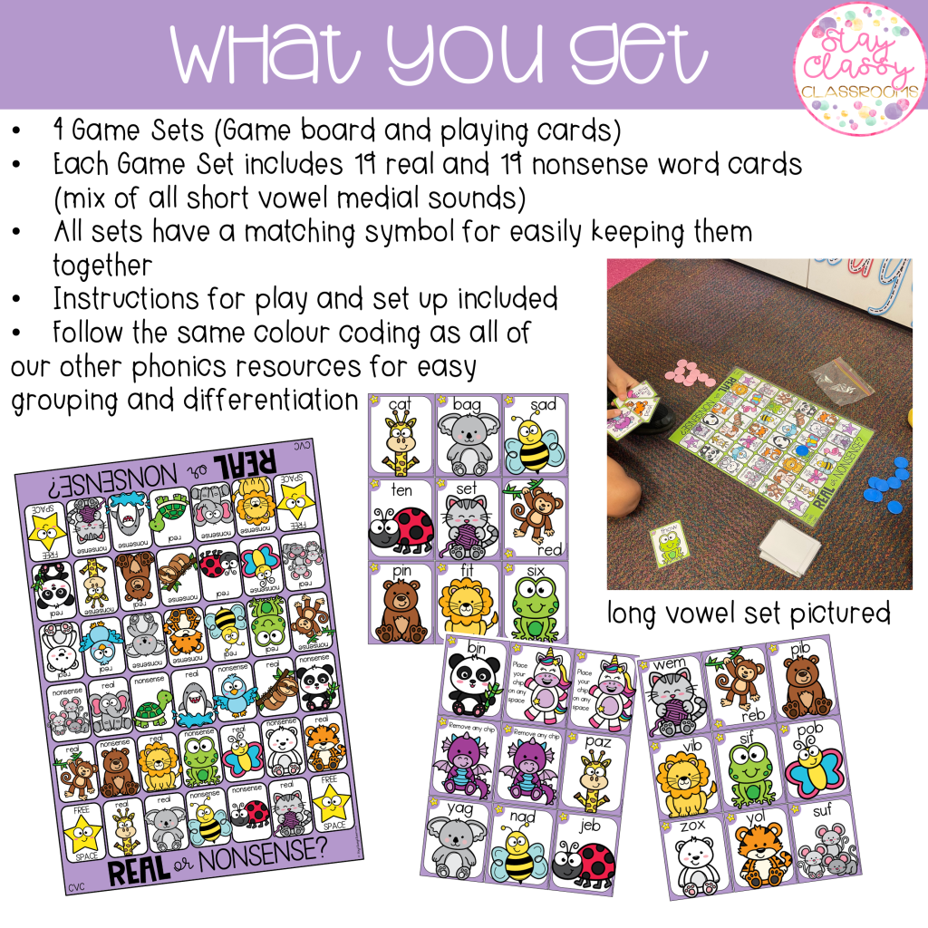 Real or Nonsense Game | Decodable CVC Words - Stay Classy Classrooms