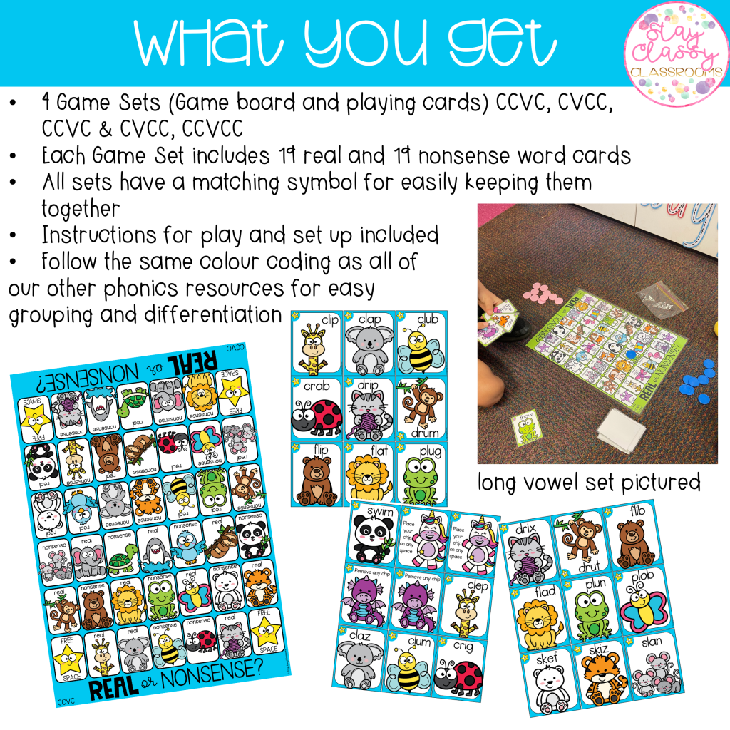 Real or Nonsense Game | Decodable CVCC & CCVC Words - Stay Classy ...