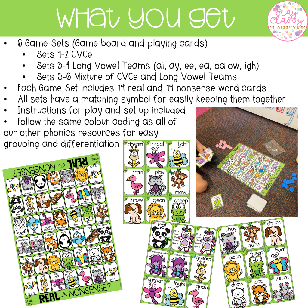 Real or Nonsense Game | Decodable Long Vowel Words - Stay Classy Classrooms