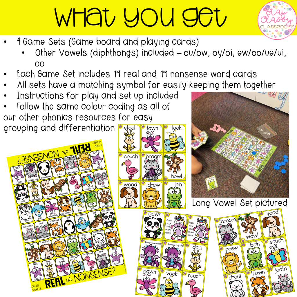 Real or Nonsense Game | Decodable Other Vowel Words - Stay Classy ...