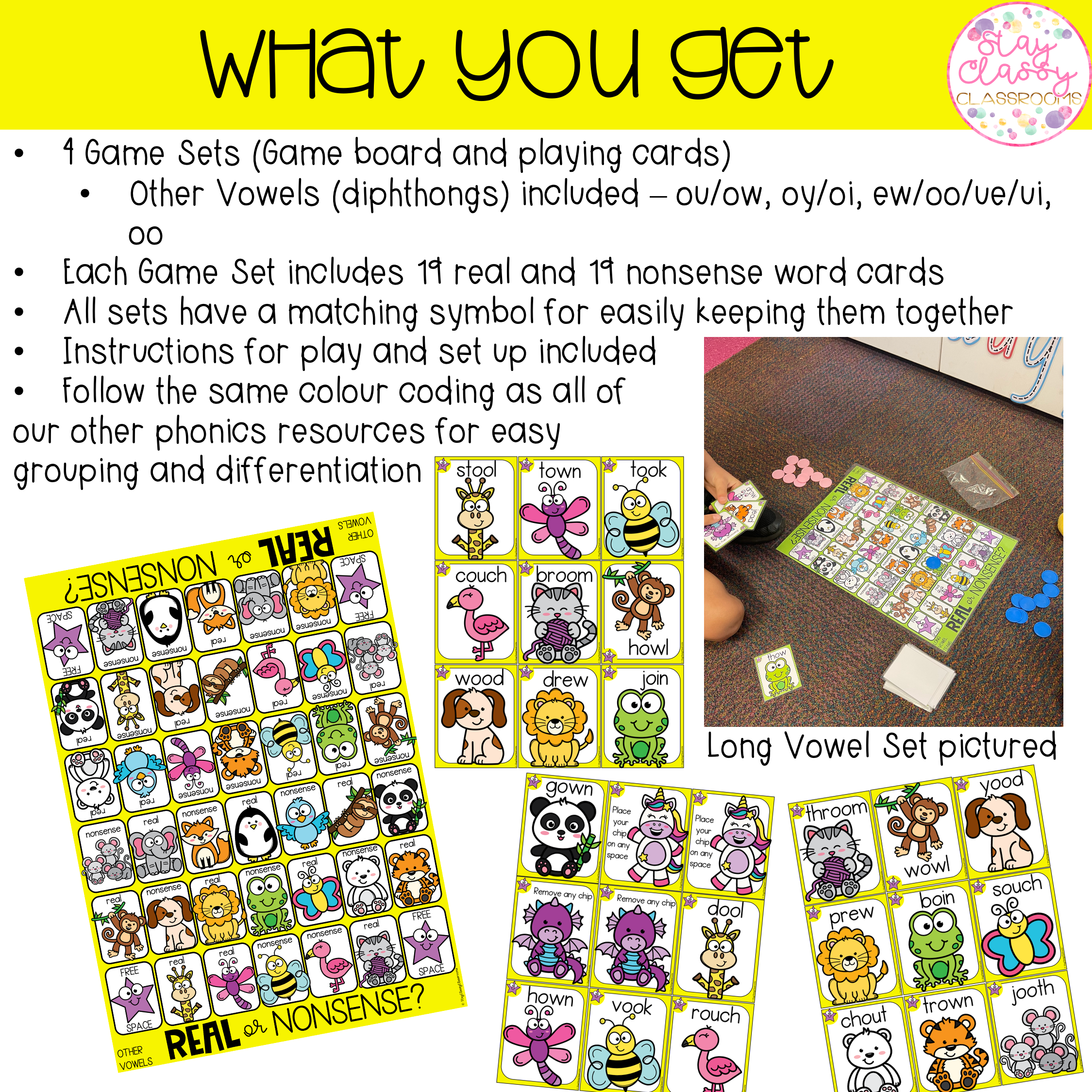 Real or Nonsense Game | Decodable Other Vowel Words - Stay Classy ...