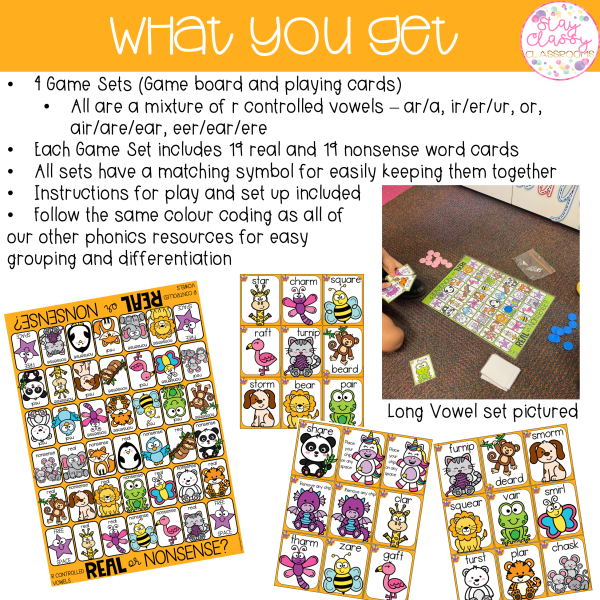 Real or Nonsense Game | Decodable R Controlled Vowels - Stay Classy ...
