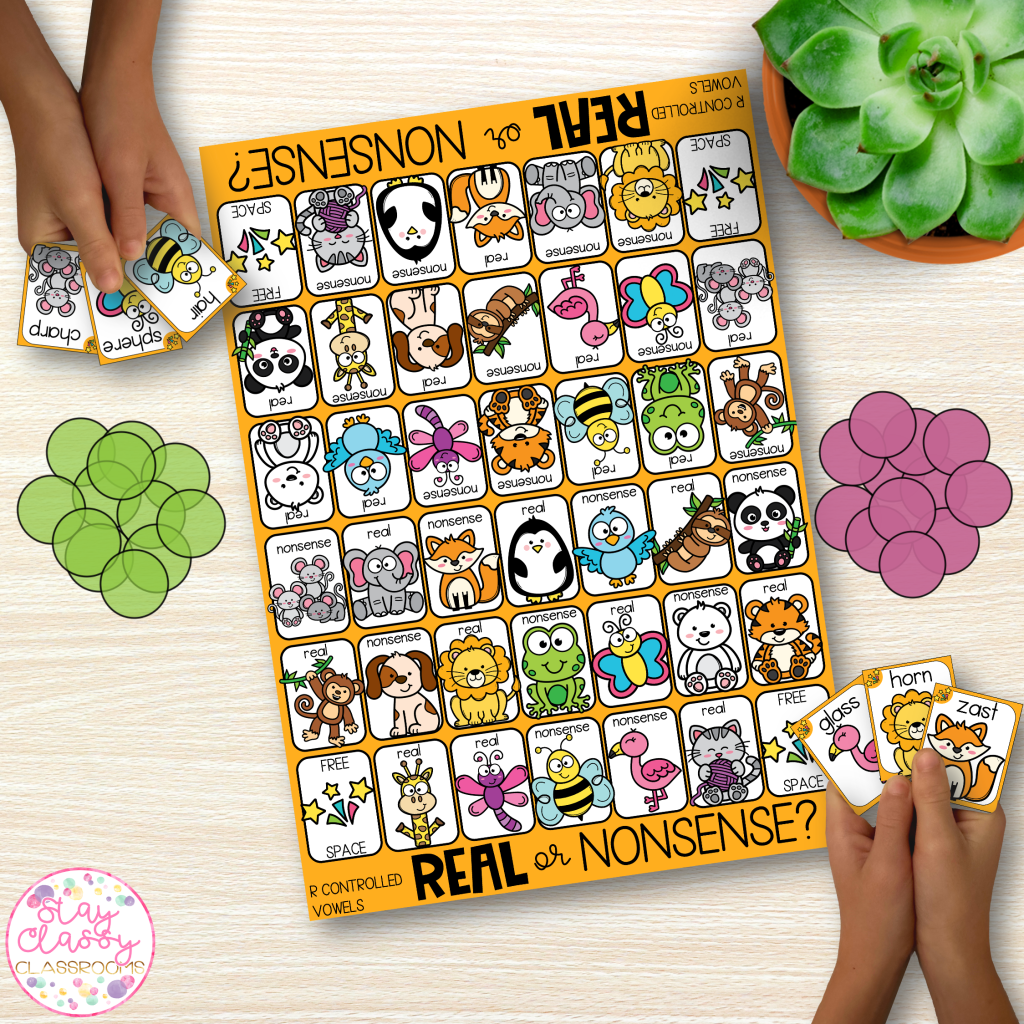 Real or Nonsense Game | Decodable R Controlled Vowels - Stay Classy ...
