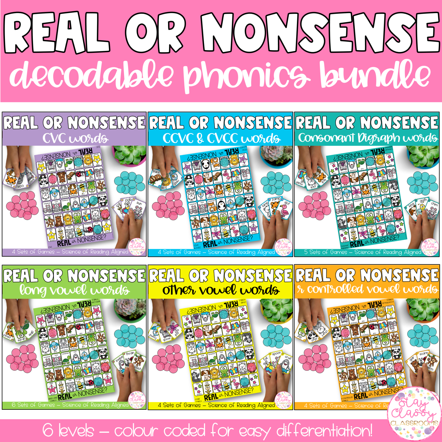 Real or Nonsense Games | Decodable Words BUNDLE - Stay Classy Classrooms