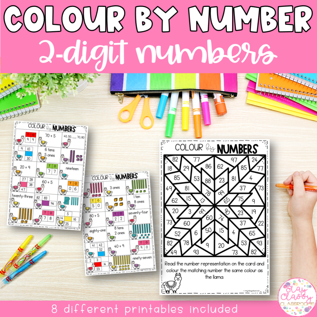 Colour by Numbers Printables | 2-Digit Numbers - Stay Classy Classrooms