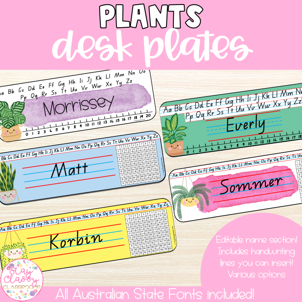 PLANTS | Editable Desk Plates - Stay Classy Classrooms