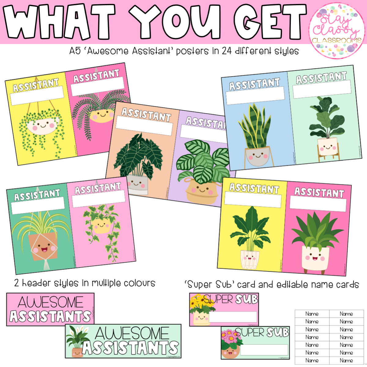 Awesome Assistants | Plants | Classroom Jobs Helpers Chart - Stay ...