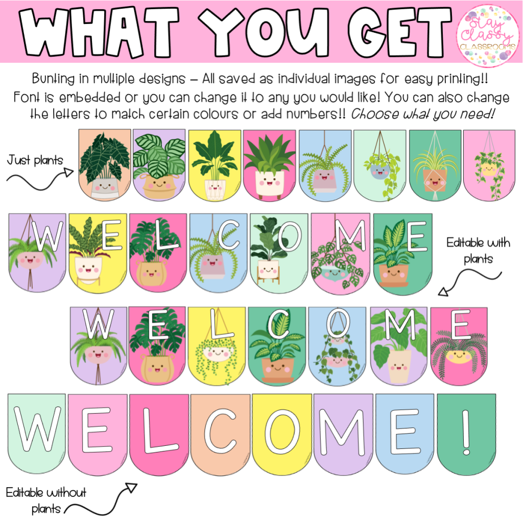 PLANTS Editable Bunting | Classroom Decor - Stay Classy Classrooms