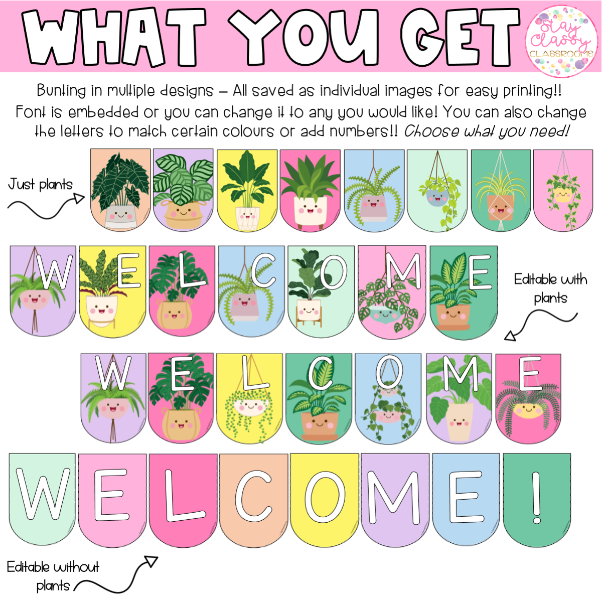 PLANTS Editable Bunting | Classroom Decor - Stay Classy Classrooms