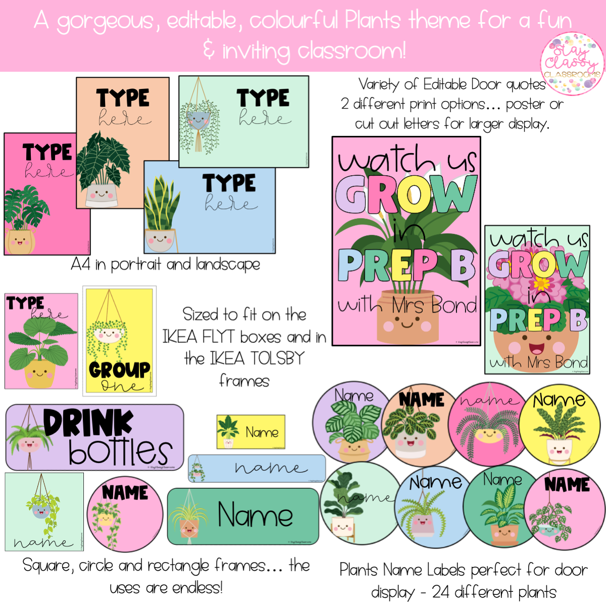 PLANTS Classroom Labels | Editable Name Tags, Labels, Posters & Door ...