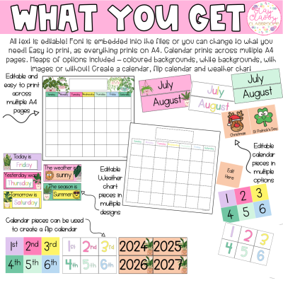 Classroom Calendar, Weather Display & Flip Calendar | Editable | Plants ...