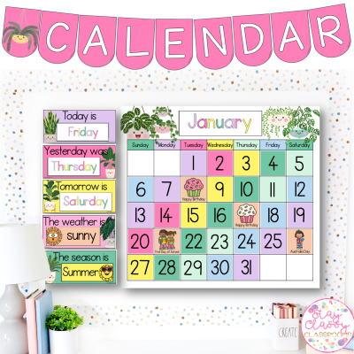 Classroom Calendar, Weather Display & Flip Calendar | Editable | Plants ...