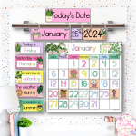 Classroom Calendar, Weather Display & Flip Calendar | Editable | Plants ...