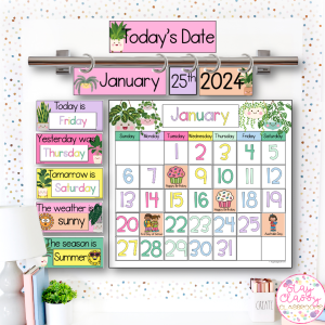 Classroom Calendar, Weather Display & Flip Calendar | Editable | Plants ...