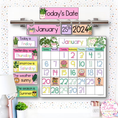 Classroom Calendar, Weather Display & Flip Calendar | Editable | Plants ...