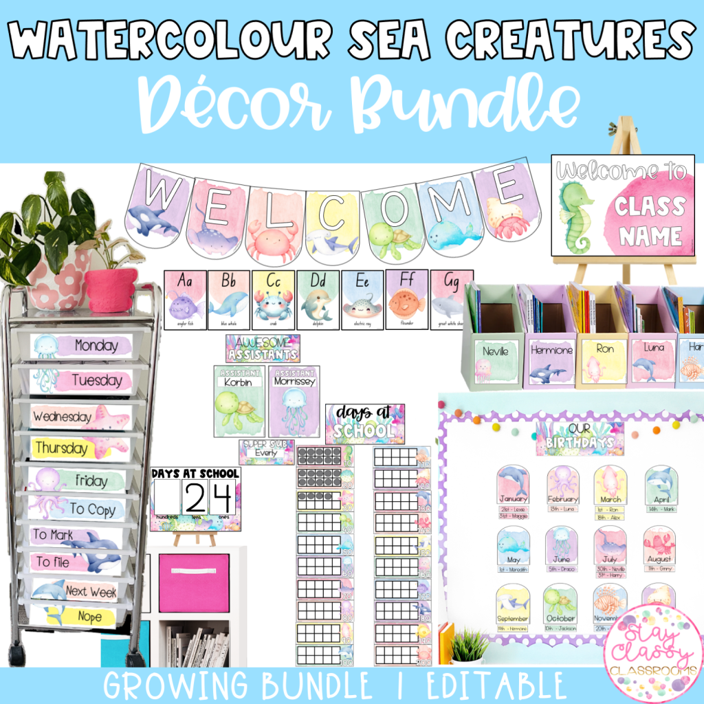 100 & 120 Board Posters | Watercolour Sea Creatures - Stay Classy ...