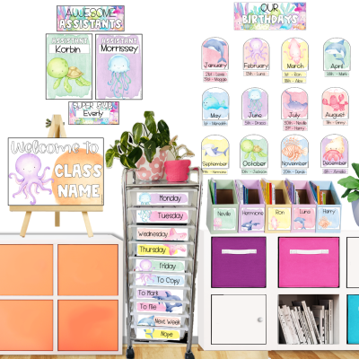WATERCOLOUR SEA CREATURES Classroom Decor BUNDLE | Editable - Stay ...