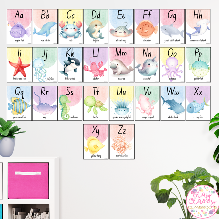 WATERCOLOUR SEA CREATURES Alphabet Posters | Classroom Decor | All ...