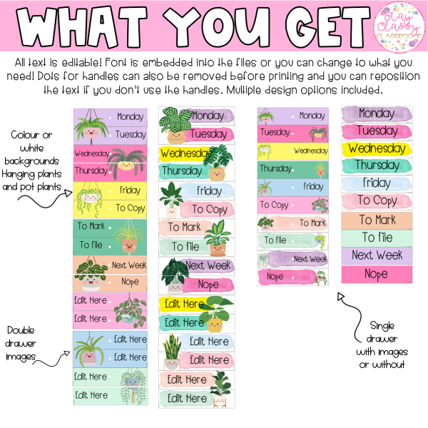 Teacher Trolley Labels | 10 Drawer Cart Labels | PLANTS | Editable ...