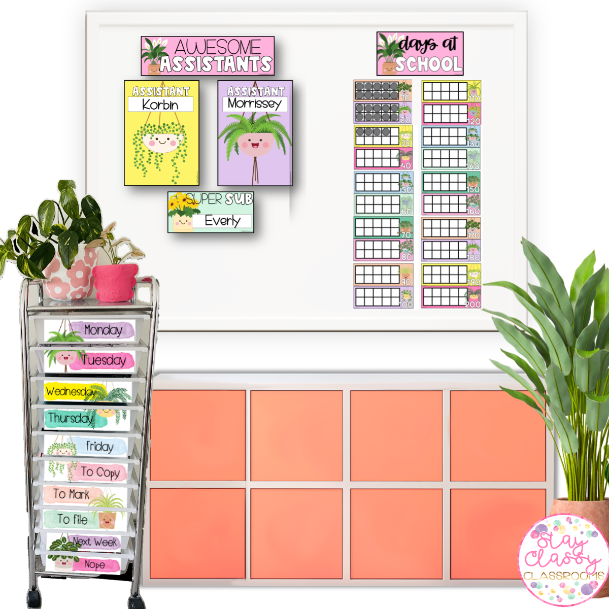 Teacher Trolley Labels | 10 Drawer Cart Labels | PLANTS | Editable ...
