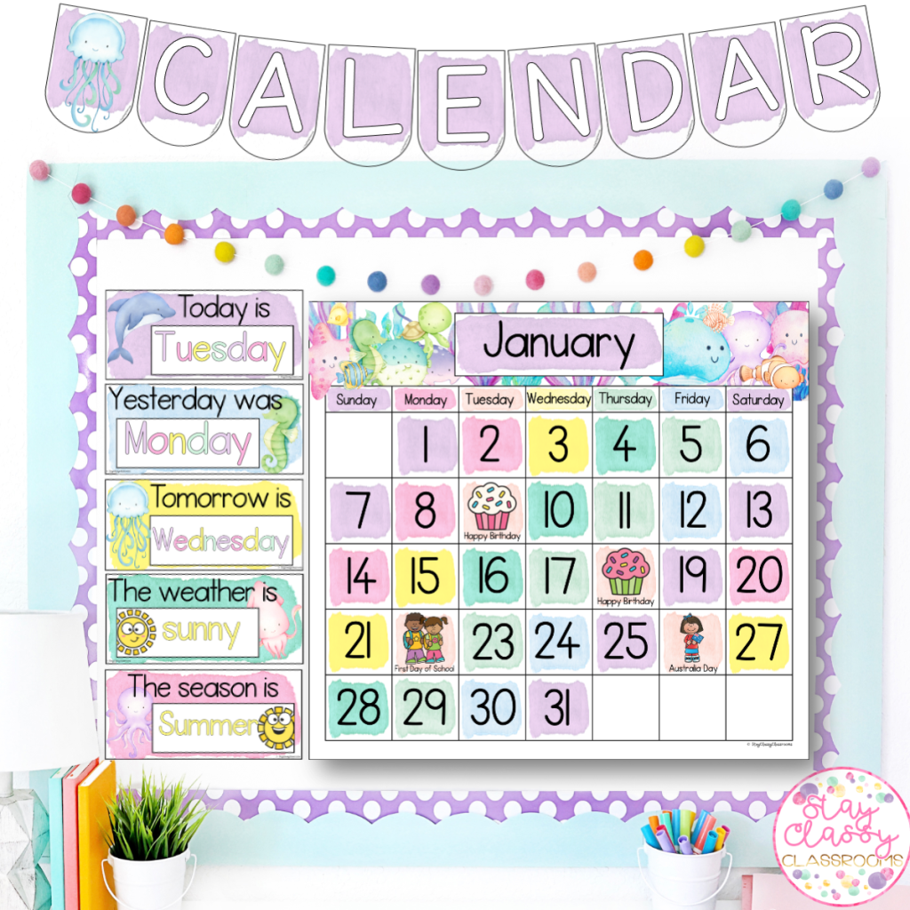 Classroom Calendar, Weather Display & Flip Calendar | Editable ...
